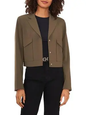 Vince Camuto Notched Lapel Crop Blazer - Light Olive