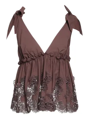 P.a.r.o.s.h Peplum Lace Top Cocoa