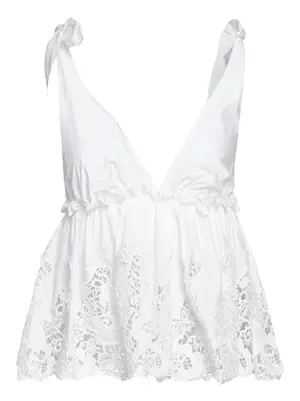 P.a.r.o.s.h Peplum Lace Top White