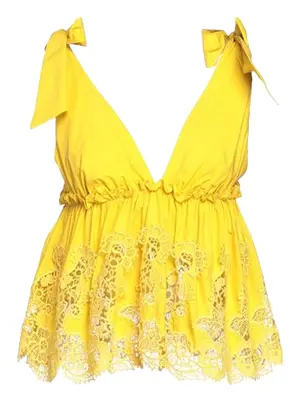 P.a.r.o.s.h Peplum Lace Top Yellow