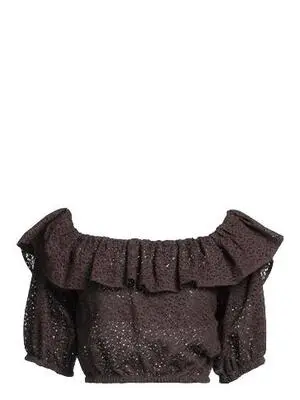 P.a.r.o.s.h P.A.R.O.S.H. Broderie Anglaise Off-the-Shoulder Top Brown