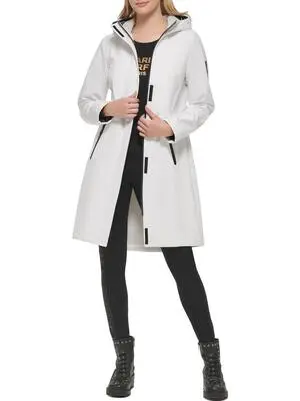 Karl Lagerfeld Paris Water-resistant Hooded Raincoat - White