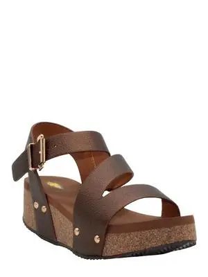 VOLATILE Volatile Biloxi Platform Wedge Sandal Bronze Metallic Faux Leather