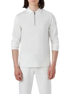 Bugatchi Long Sleeve Quarter Zip Polo - Chalk