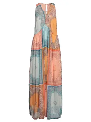 TWINSET Printed Georgette Maxi Dress - Orange
