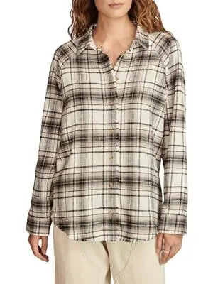 Lucky Brand Cloud Plaid Tunic Shirt - Black