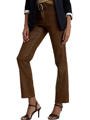 Ralph Lauren Coated High-Rise Straight Ankle Jean Dark Terracotta