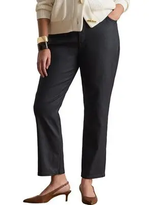 Ralph Lauren Coated High-rise Straight Ankle Jean - Navy Coated