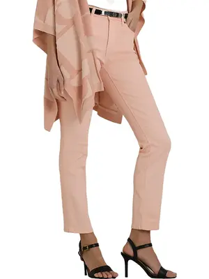 Ralph Lauren Coated High-Rise Straight Ankle Jean Pink Opal Lacquer