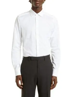 Zegna Microstripe Trecapi Cotton Button-up Shirt White