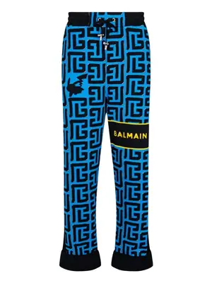Balmain X Pokemon Monogram-print Cotton Track Pants - Blue
