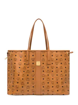 Mcm Large Liz Reversible Tote - Brown