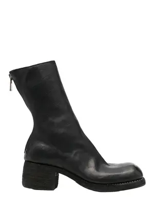 Guidi Rear-zip Leather Boots - Black