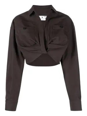 Off-White Off-White Cropped Long-Sleeve Shirt Grey
