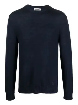 JIL SANDER Jil Sander Embroidered-Logo Crew Neck Jumper Blue