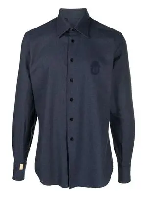 BILLIONAIRE Embroidered-logo Button-up Shirt - Blue
