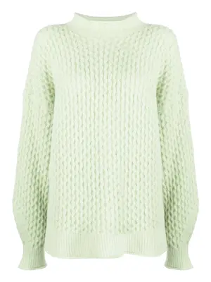 RUS Textured-knit Mock Neck Jumper - Green