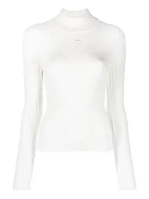 COURREGES Ribbed-knit Top - White