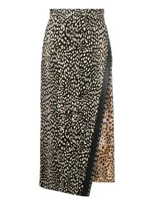 Roberto Cavalli Leopard-print Midi Skirt - Black