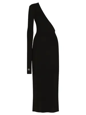 Dolce & Gabbana Detachable-sleeve One-shoulder Midi Dress - Black