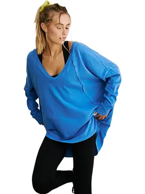 Free People FP Movement Throw On Layer Top Classic Blue