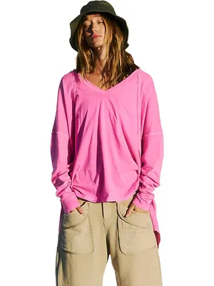 Free People FP Movement Throw On Layer Top Magenta Minx