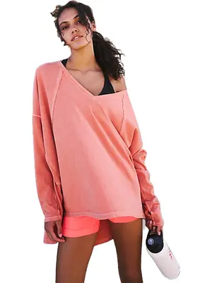Free People FP Movement Throw On Layer Top Pink