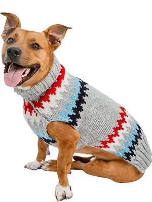 CHILLY DOG Chevron Dog Sweater - Grey