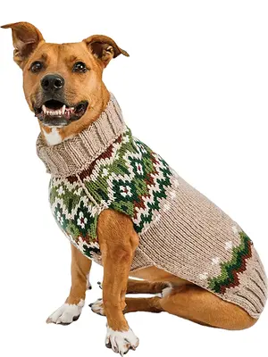 CHILLY DOG Raggwool Fairisle Dog Sweater - Tan