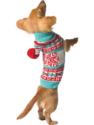CHILLY DOG Peppermint Hoodie Dog Sweater - Blue