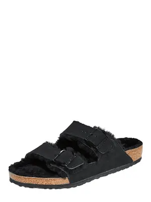 BIRKENSTOCK Arizona Shearling Sandals Black Black
