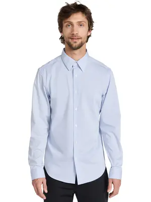 Theory Sylvain Structure Knit Dress Shirt - Olympic