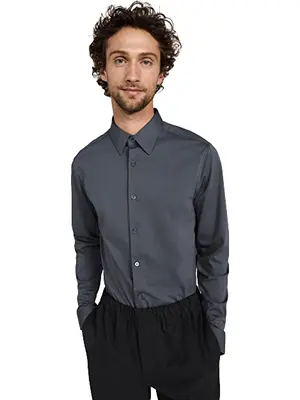 Theory Sylvain Structure Knit Dress Shirt Pestle