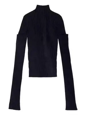 Balenciaga Ribbed Long-sleeve Sweater - Blue