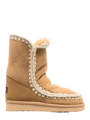 Mou Whipstitch-trim Shearling-lined Boots - Brown