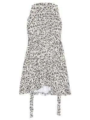 Balenciaga Logo-print Midi Dress - Grey