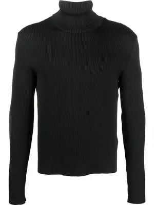 WALTER VAN BEIRENDONCK Ribbed Roll Neck Jumper - Black