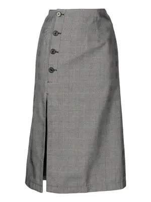Rokh Houndstooth Pencil Midi Skirt - Grey