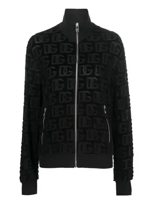 Dolce & Gabbana Jacquard-logo Zip-up Sweatshirt - Black