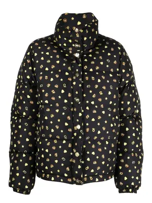CHIARA FERRAGNI Logo Print Puffer Jacket - Black
