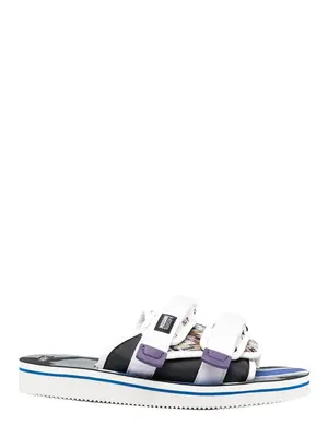 Suicoke Double Touch-strap Panelled Slides - White