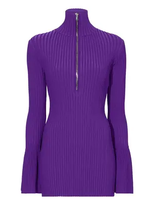 Proenza Schouler Zipped Rib-knit Jumper - Purple