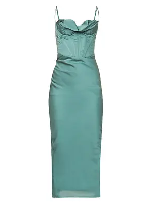 corset lace trim skater mini dress Kimmie Lace-Up Satin Lace Up Back Taglia:XXXL Chiffon Dress Dark Green santa and mrs claus costumes