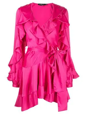 PatBO Ruffle Sleeve Mini Wrap Dress - Pink