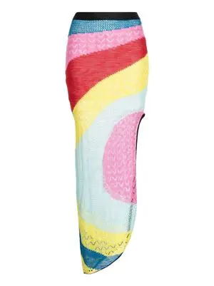 Staud Striped Asymmetric Knitted Skirt - Multicolour