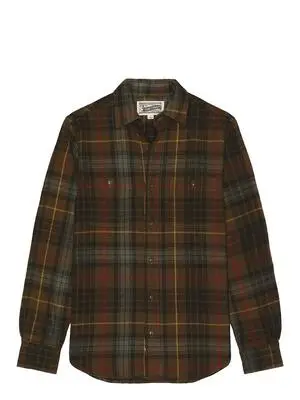SCHOTT Flannel In Dark Green - Moss