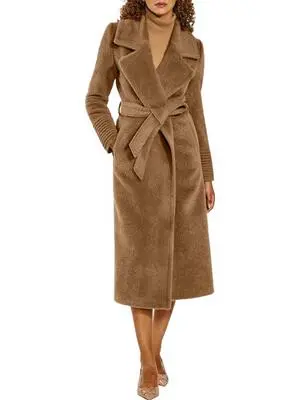 Sentaler Bouclé Wool And Alpaca Blend Wrap Coat - Dark Camel