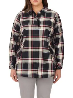 Foxcroft Plaid Long Sleeve Tunic - Black Mult