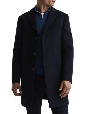 REISS Gable Wool-blend Overcoat - Navy