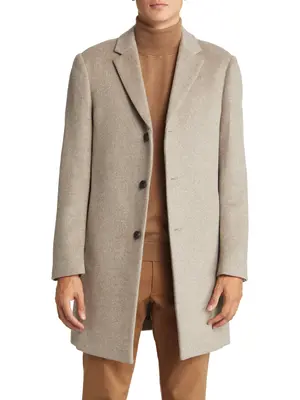 REISS Reiss Gable Wool-Blend Overcoat Stone Melange